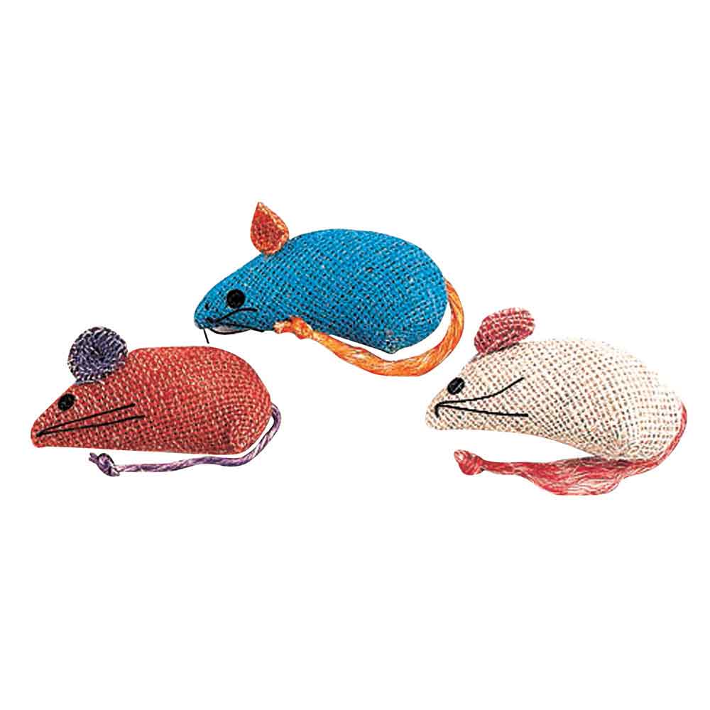 Burlap Mice - Assorted Color - 3 in. - 3 pk