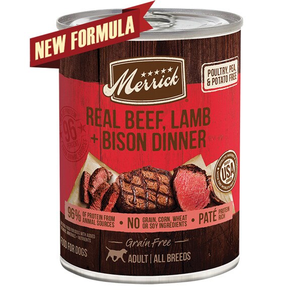 Merrick Dog Food - Classic Cans - GF - Real Beef/Lamb/Buffalo - 12.7 oz ...