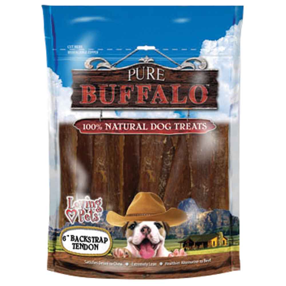 Pure Buffalo Backstrap Tendon - 20 pk - 4 to 6 in | thatpetplace.com