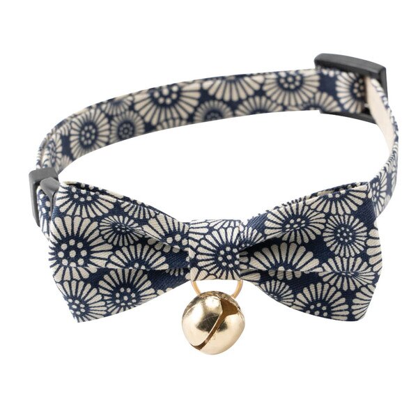 Moon-X - Kiku Ribbon Bow Tie Navy Cat Collar | thatpetplace.com