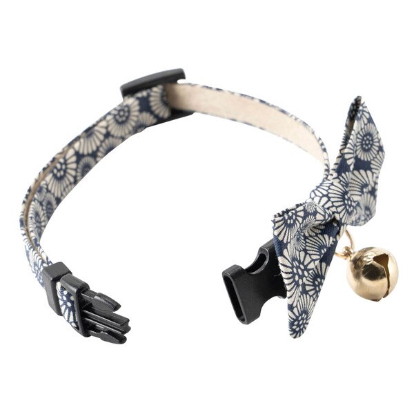 Moon-X - Kiku Ribbon Bow Tie Navy Cat Collar | thatpetplace.com