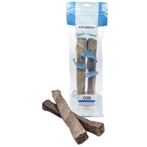 Icelandic+ - Cod Skin Wrapped Chew Stick - 10 in. - 2pk | thatpetplace.com