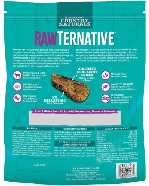 Grandma Maes - Rawternative Air Dried Dog Food - Lamb - 5 oz ...