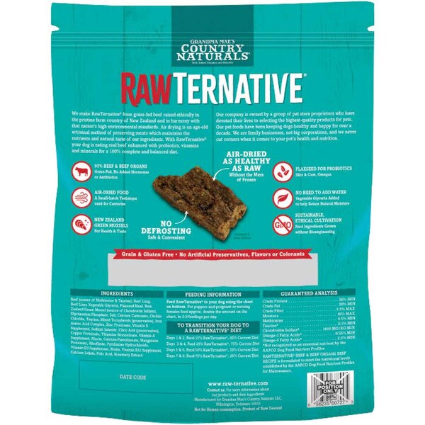 Grandma Maes - Rawternative Air Dried Dog Food - Beef - 1 lb ...