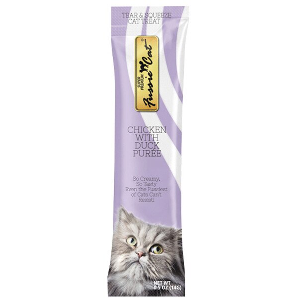 Fussie Cat - Chicken & Duck Puree Treat 4pk. | thatpetplace.com