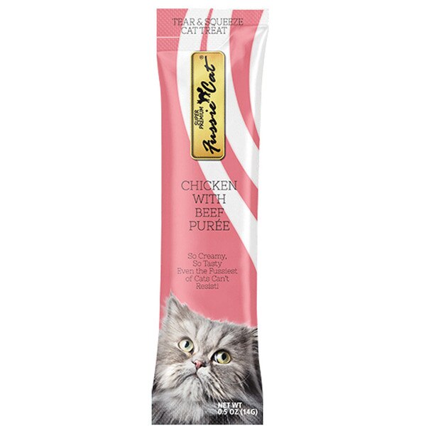 Fussie Cat - Chicken & Beef Puree Treat 4pk. | thatpetplace.com