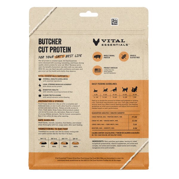 VITAL ESSENTIALS - FD MINI NIBS PORK ENTREE CAT FOOD 8OZ ...