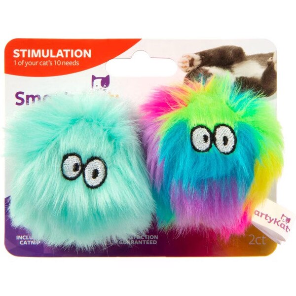 SmartyKat - Fuzzy Friends Catnip Ball Toy 2pk | thatpetplace.com